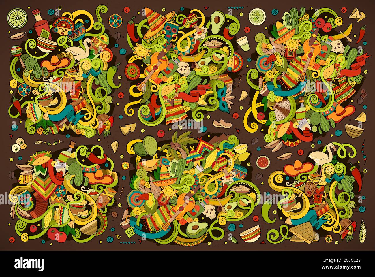 Colorful vector Doodle Latin American designs Stock Vector Image & Art ...