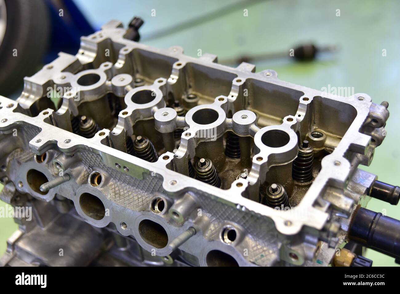 car engine disassembled in a car repair shop Stock Photo - Alamy