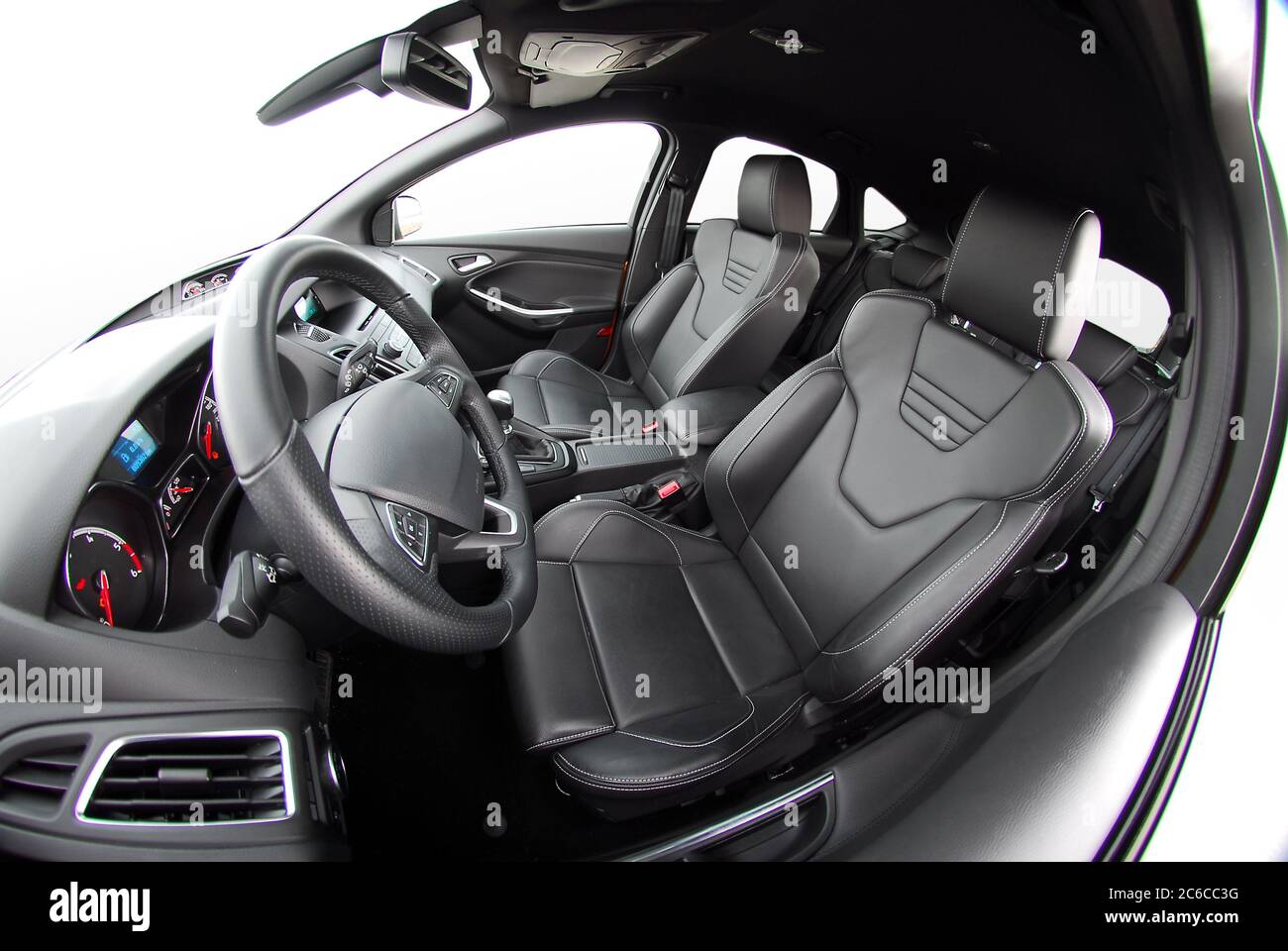 Front car seats. Front seats of a modern passenger car Stock Photo - Alamy