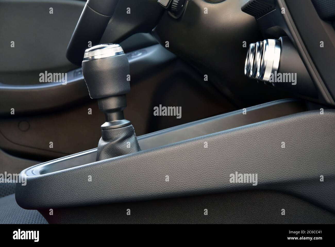 Manual gear shift. Manual shift lever in the passenger car Stock Photo ...