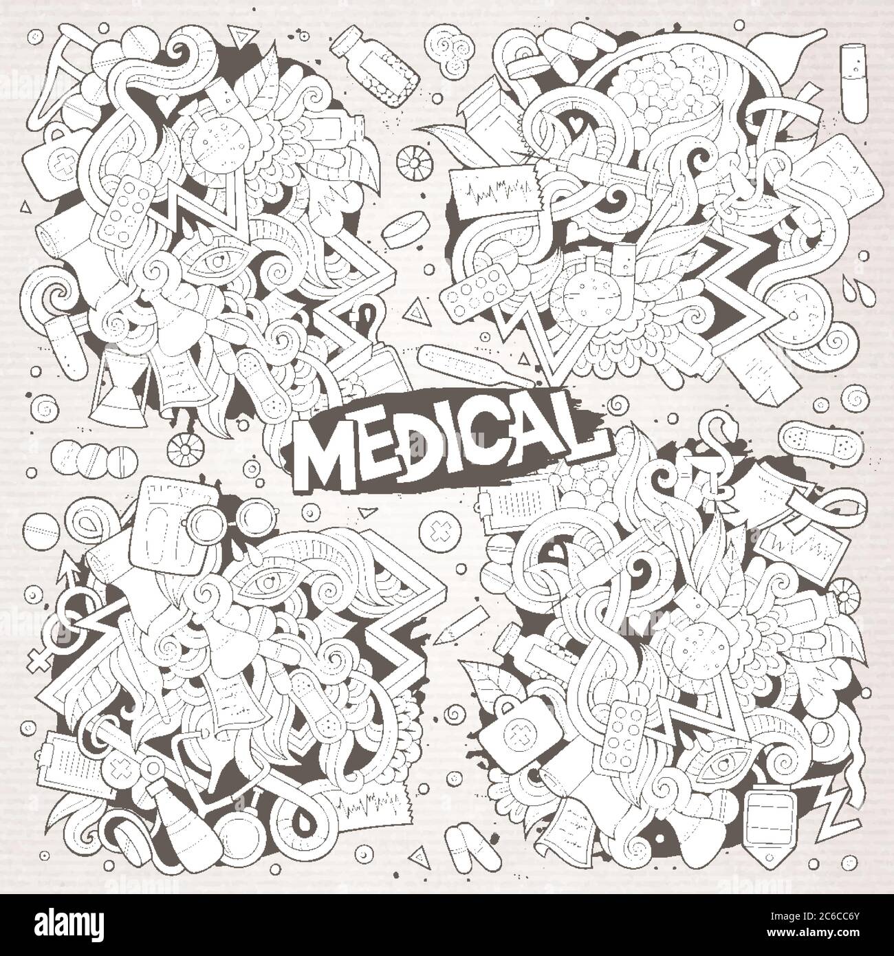 Vector cartoon set of Medical doodles designs Stock Vector Image & Art ...