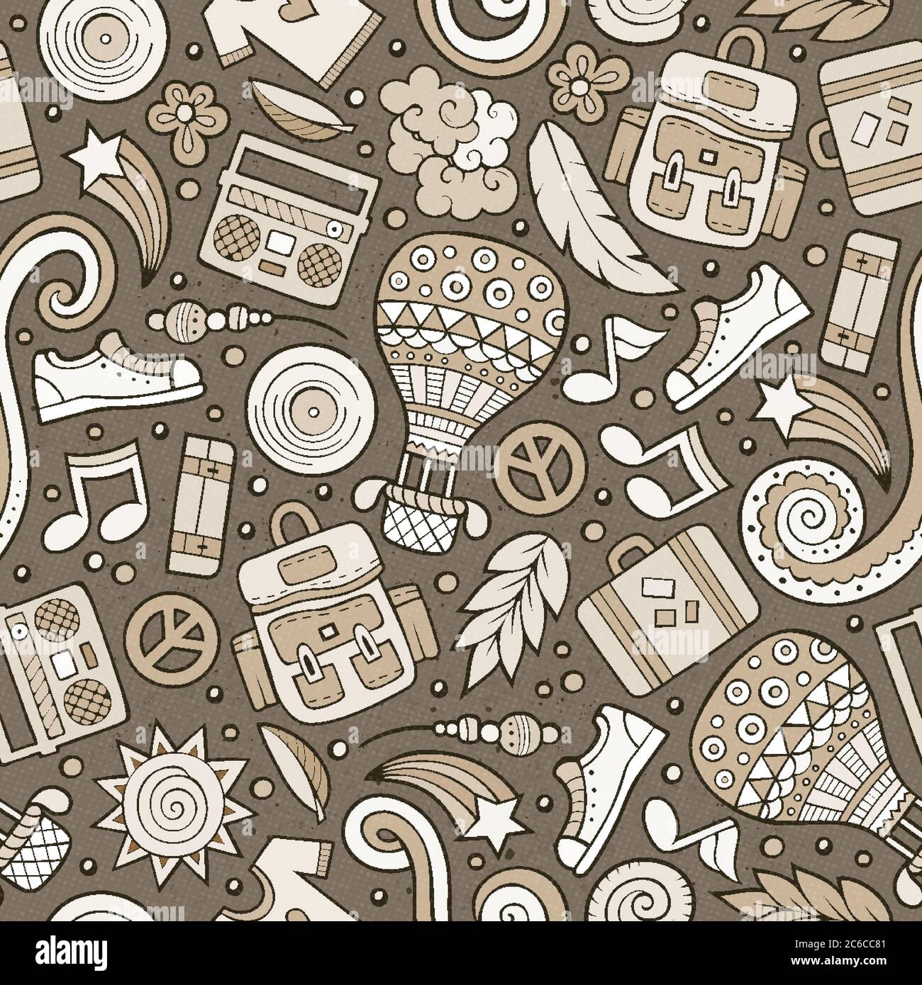 Cartoon vector hippie seamless pattern Stock Vector Image & Art - Alamy