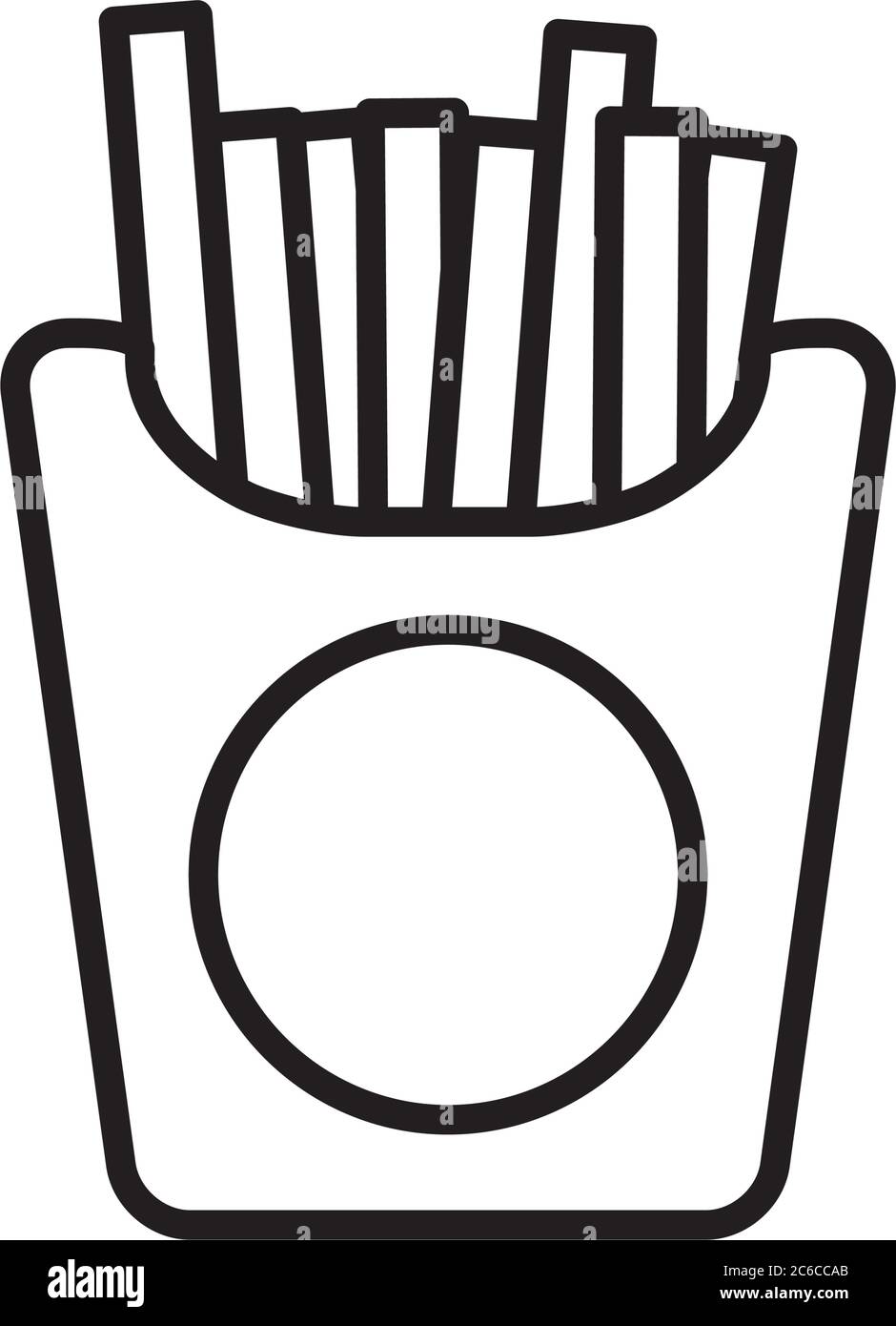 french fries box icon over white background, line style, vector ...