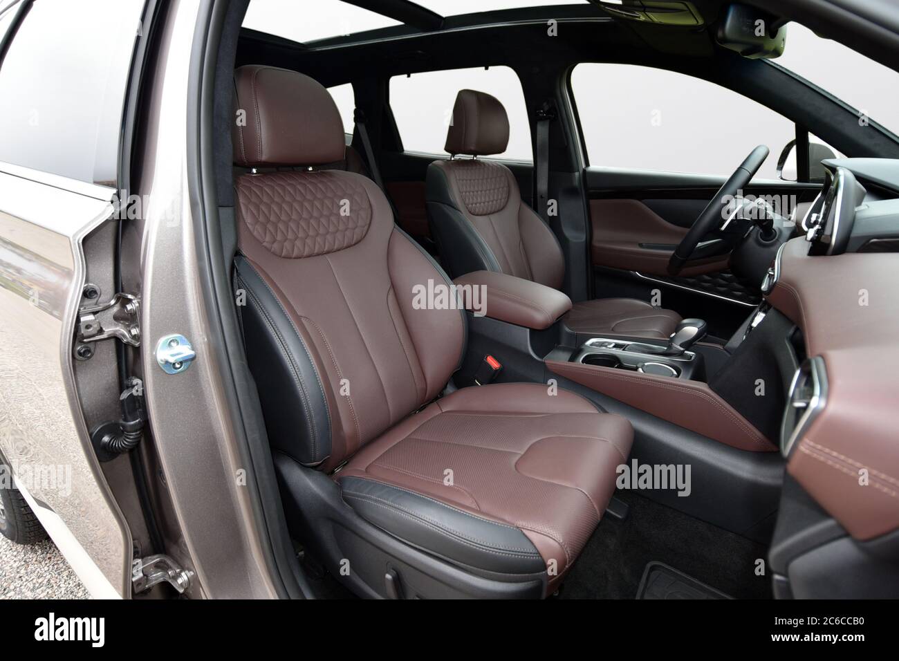 Front car seats. Front seats of a modern passenger car Stock Photo - Alamy