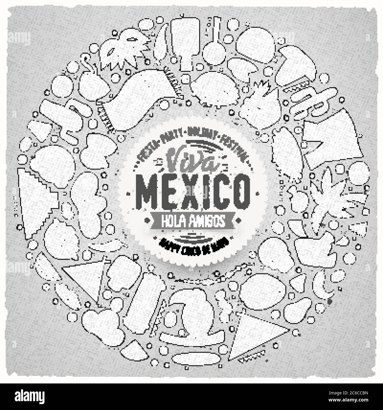 Set of Latin American cartoon doodle objects, symbols and items Stock ...