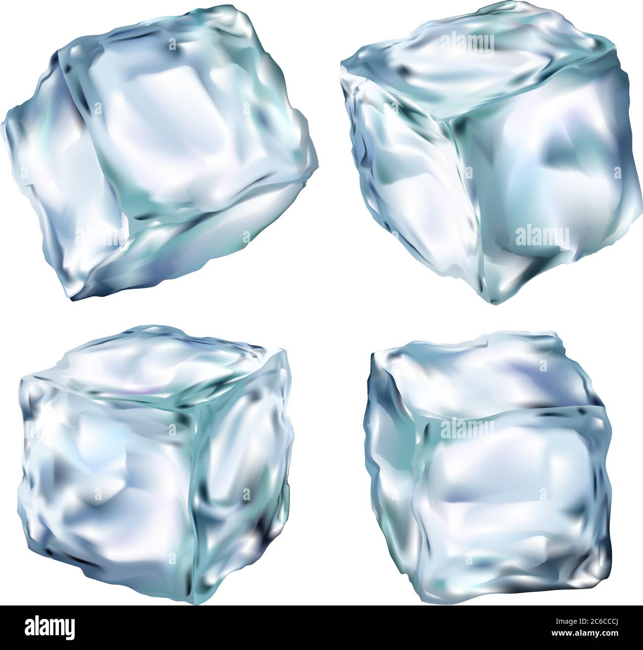 Ice cubes transparent vector 3d illustration realistic set. Water freeze Clip art for your ...