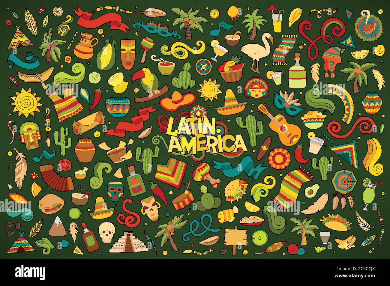 Sketchy vector hand drawn Doodle Latin American objects Stock Vector ...