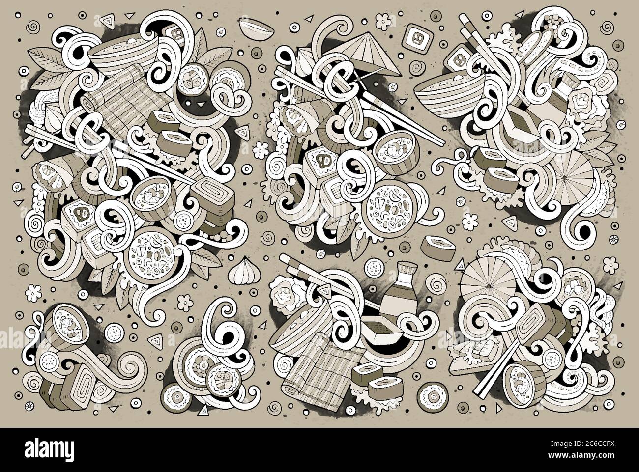 Vector cartoon set of Japan food objects Stock Vector Image & Art - Alamy