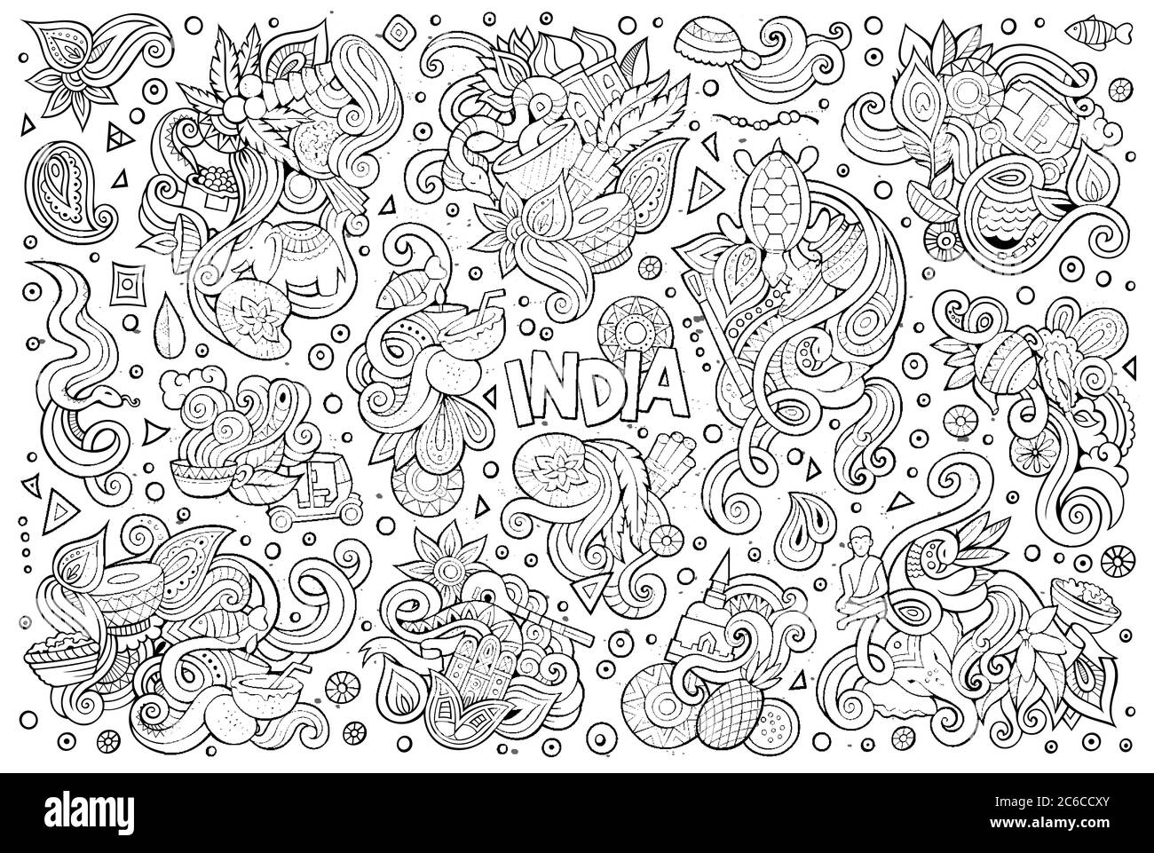 Vector doodle cartoon set of Indian designs Stock Vector Image & Art ...