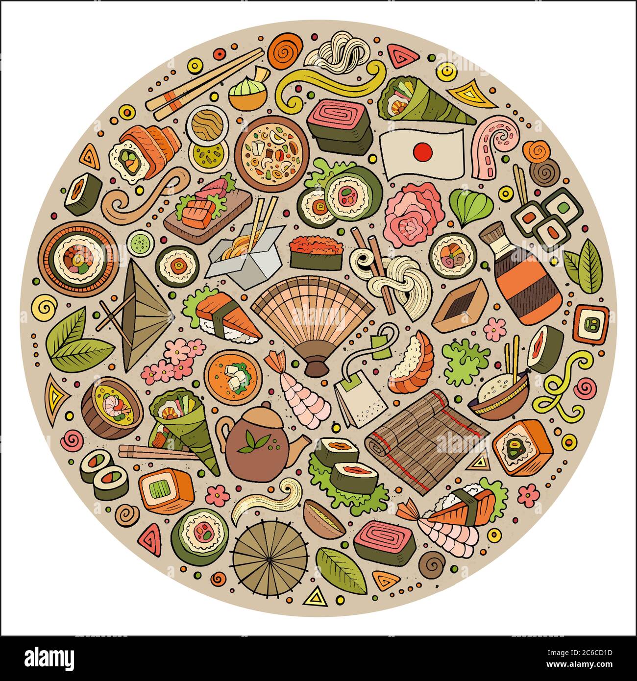 Set of Japan food cartoon doodle objects, symbols and items Stock ...