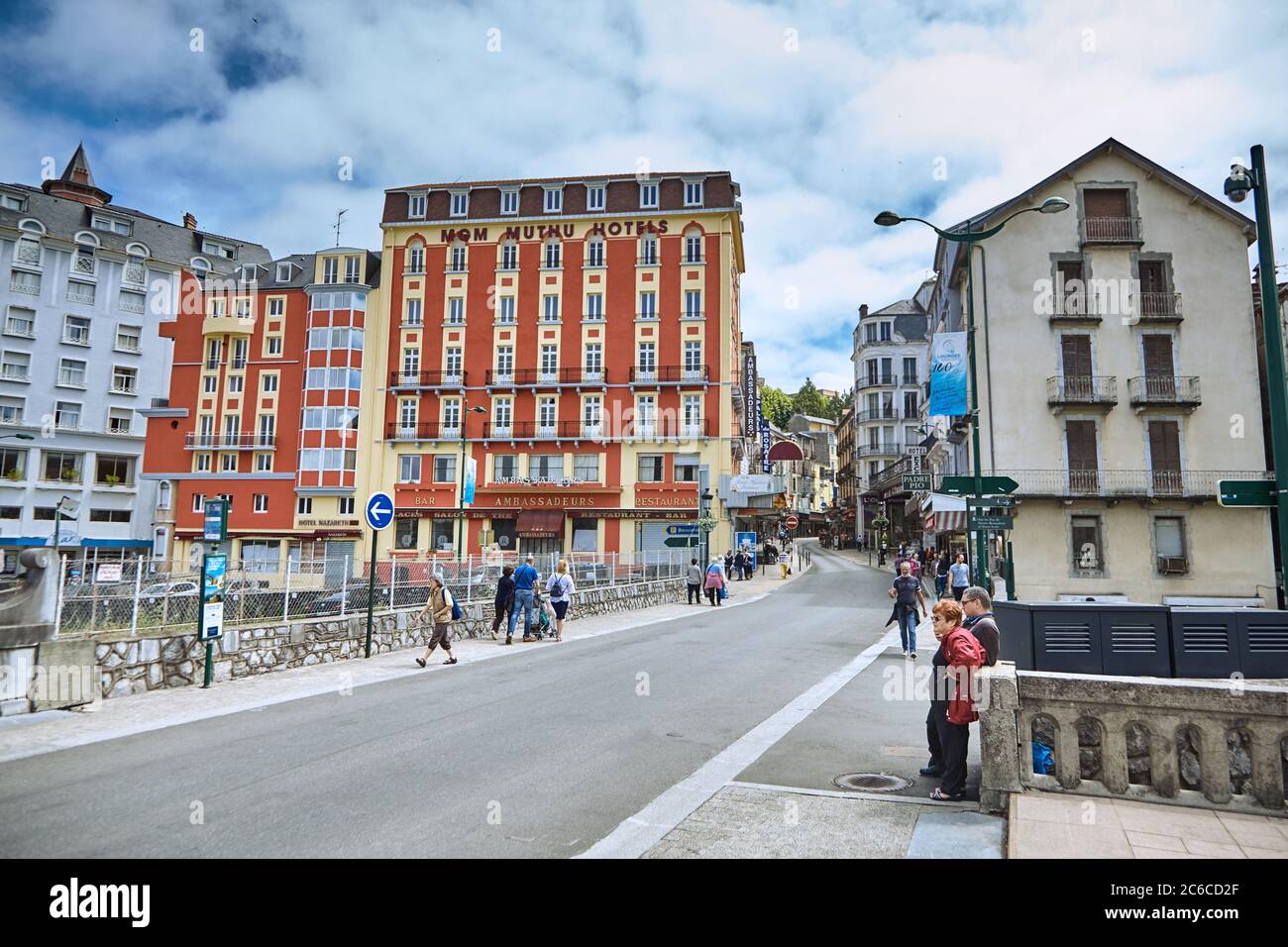 Lourdes, France - June 18, 2018: Boulevard de la Grotte. Facades of ...