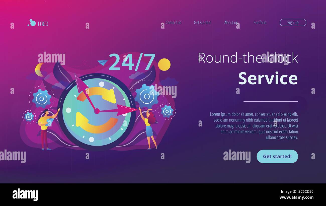 24 7 service concept landing page Stock Vector Image & Art - Alamy