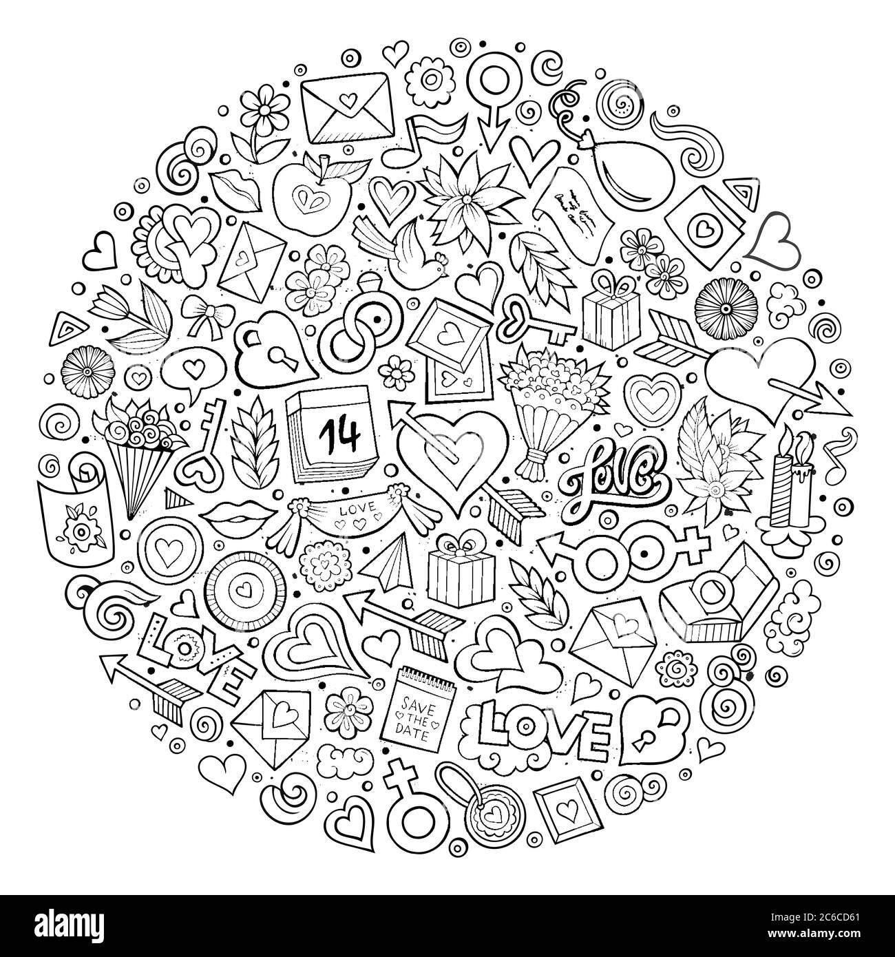 Vector set of Love cartoon doodle objects Stock Vector Image & Art - Alamy