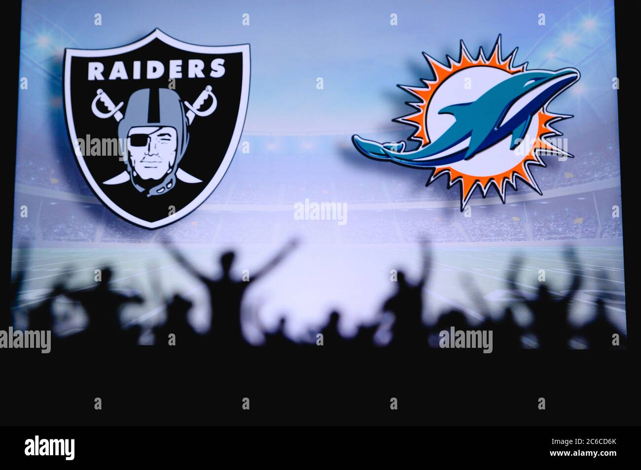 Las Vegas Raiders vs. Miami Dolphins. Fans support on NFL Game ...