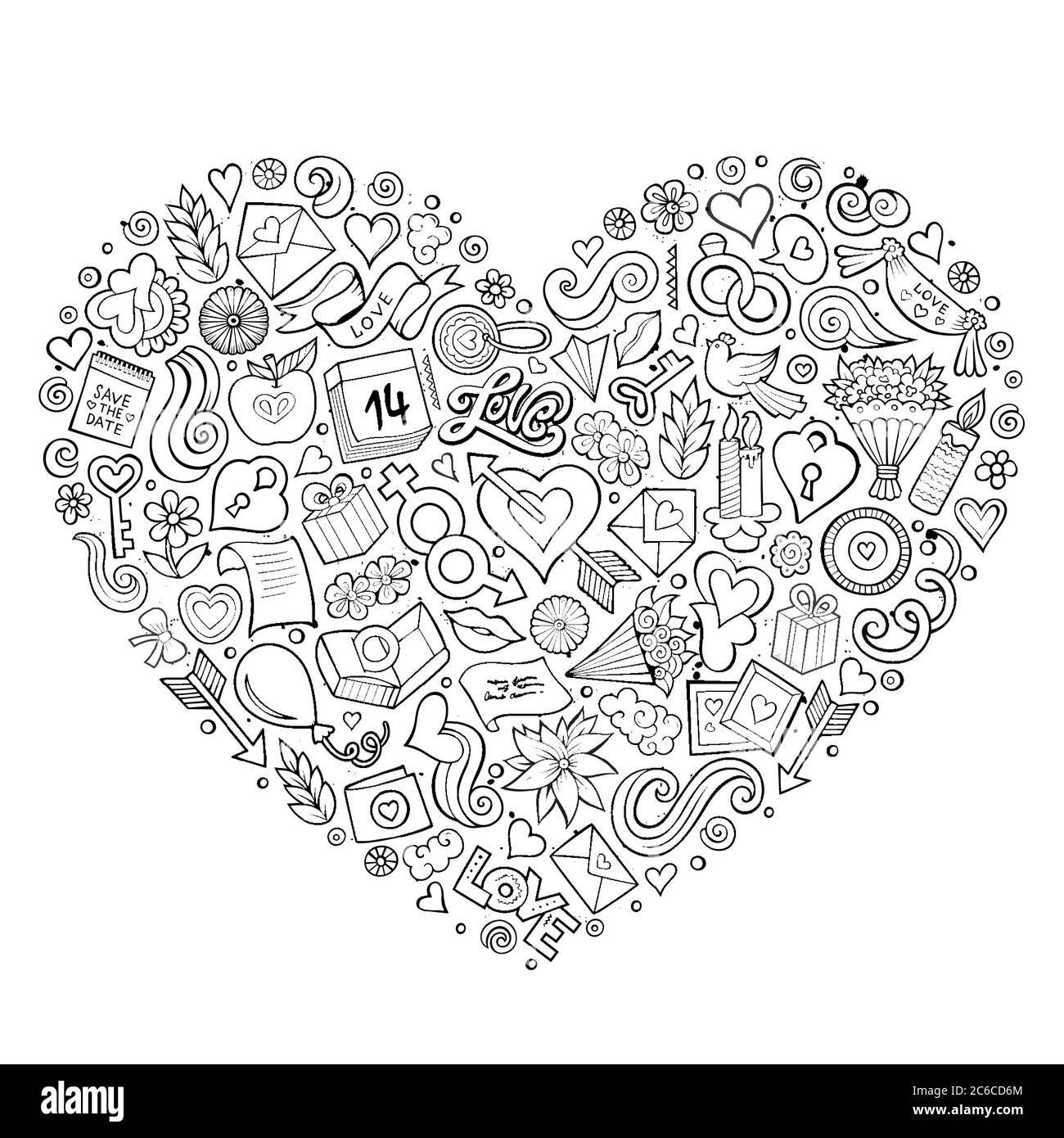 Vector set of Love cartoon doodle objects Stock Vector Image & Art - Alamy