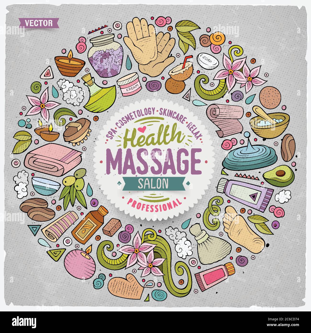 Vector set of Massage cartoon doodle objects Stock Vector Image & Art ...