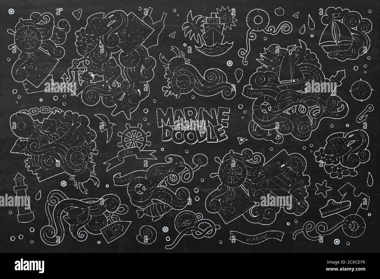 Marine nautical hand vector symbols and objects Stock Vector Image ...