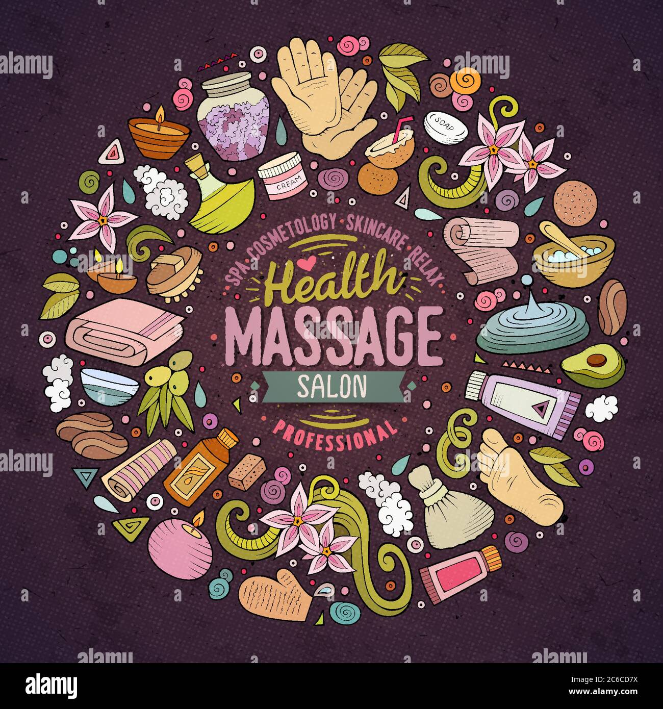 Vector set of Massage cartoon doodle objects Stock Vector Image & Art ...