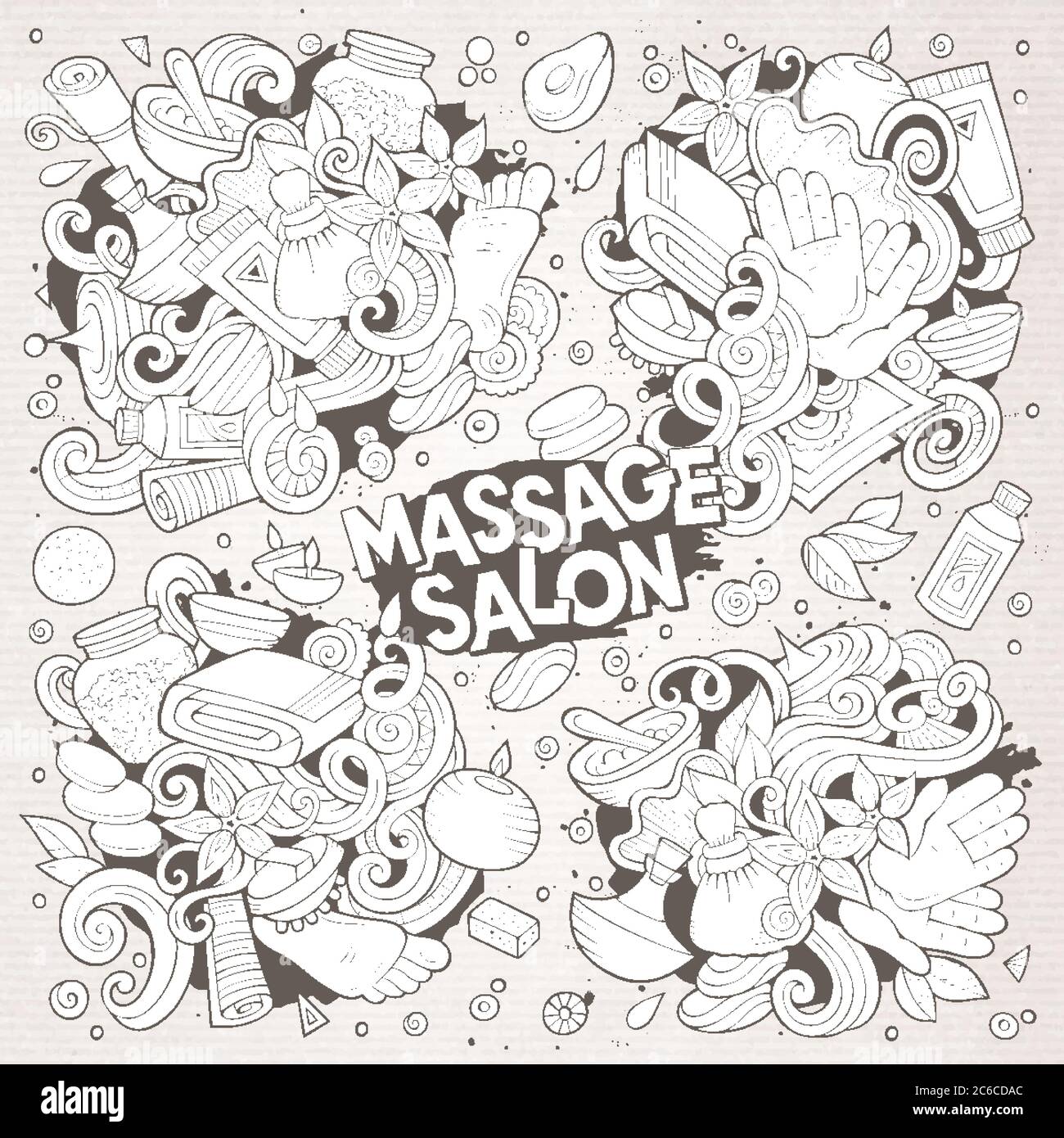 Vector set of Massage and Spa doodle designs Stock Vector Image & Art ...