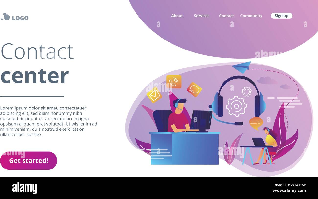 Contact center concept landing page Stock Vector Image & Art - Alamy