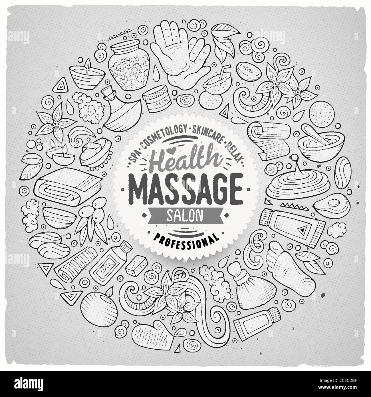 Vector set of Massage cartoon doodle objects Stock Vector Image & Art ...