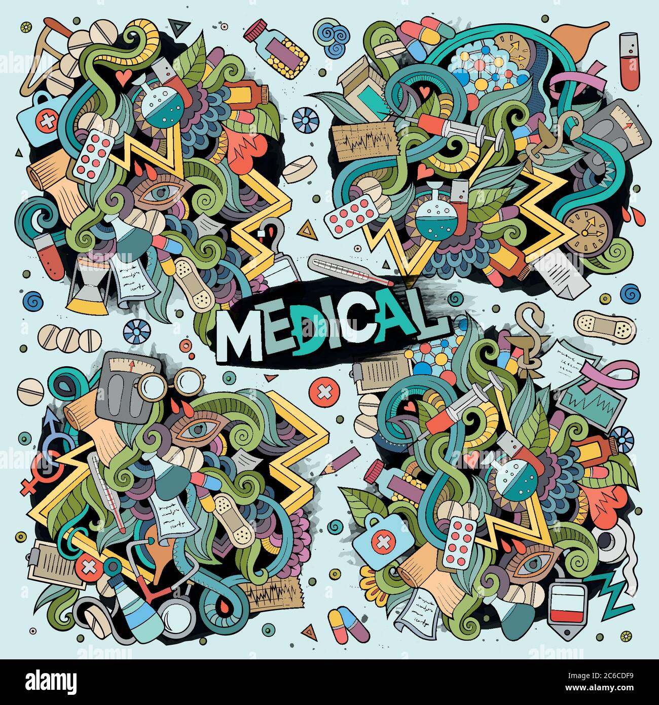 Vector cartoon set of Medical doodles designs Stock Vector Image & Art ...