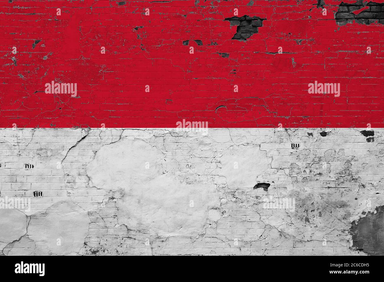 Indonesia flag on grunge scratched concrete surface. National vintage ...
