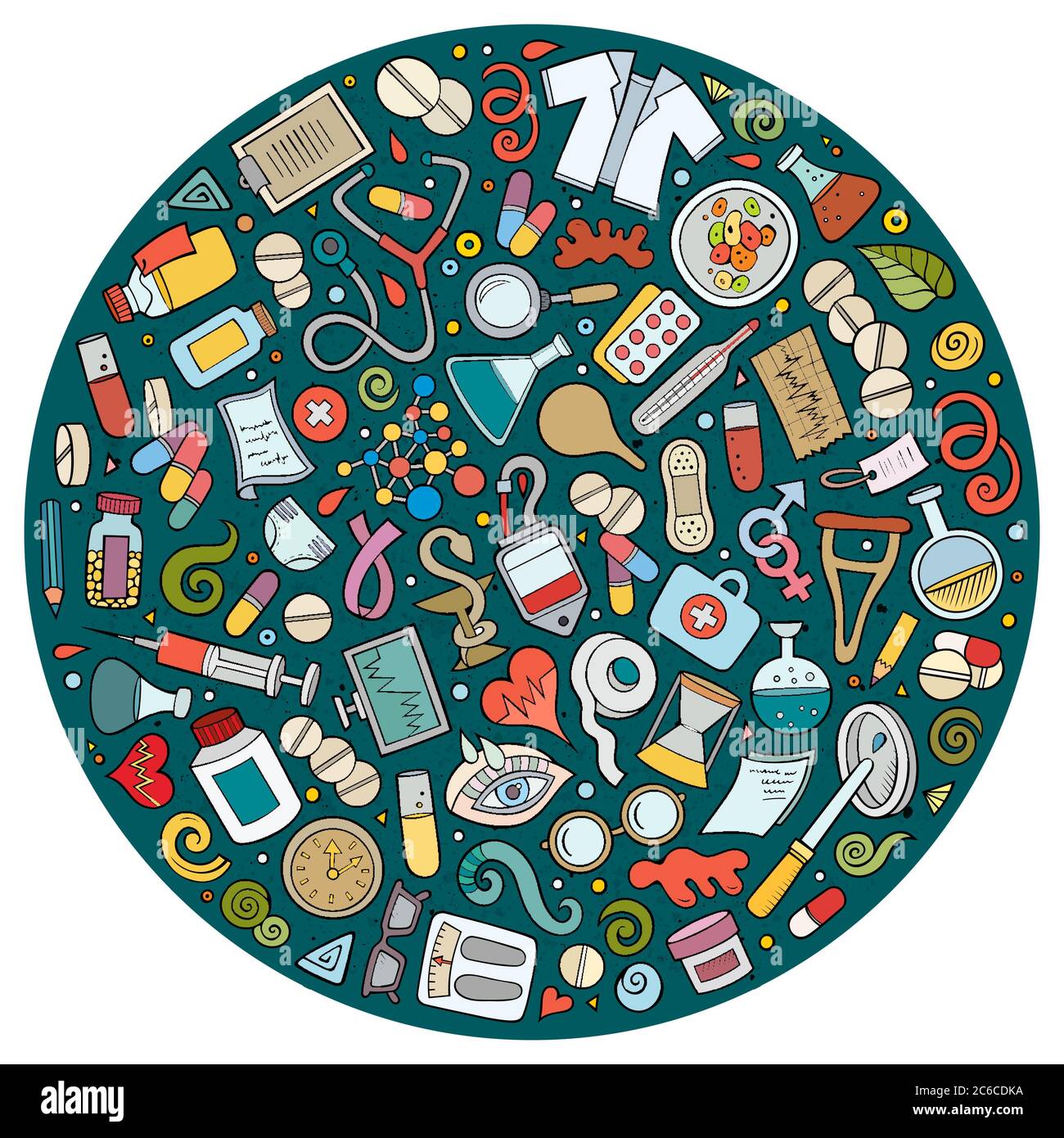 Vector set of Medical cartoon doodle objects Stock Vector Image & Art ...