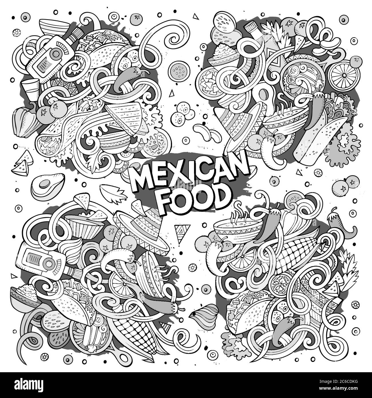 Food sketch designs Black and White Stock Photos & Images - Alamy