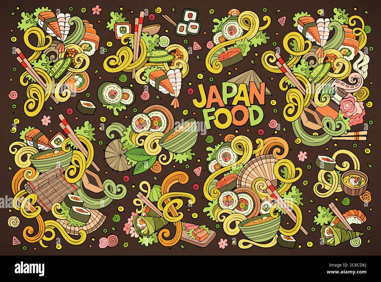 Vector cartoon set of Japan food objects Stock Vector Image & Art - Alamy