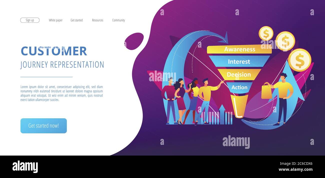 Sales funnel management concept landing page Stock Vector Image & Art ...