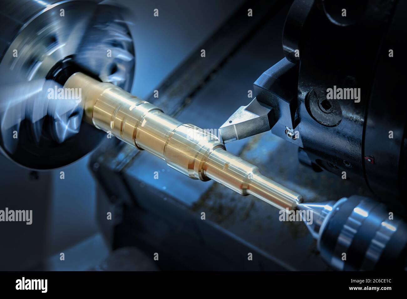 Metal machine tools industry. CNC turning machine high-speed cutting is ...