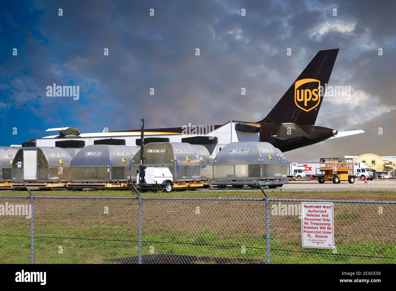 UPS cargo plane being undergoing maintenance at a facility at Fort ...
