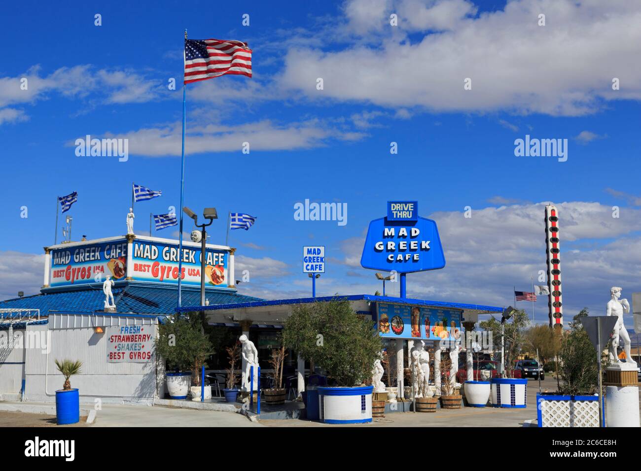 Mad Greek Cafe, Baker, California, USA Stock Photo - Alamy