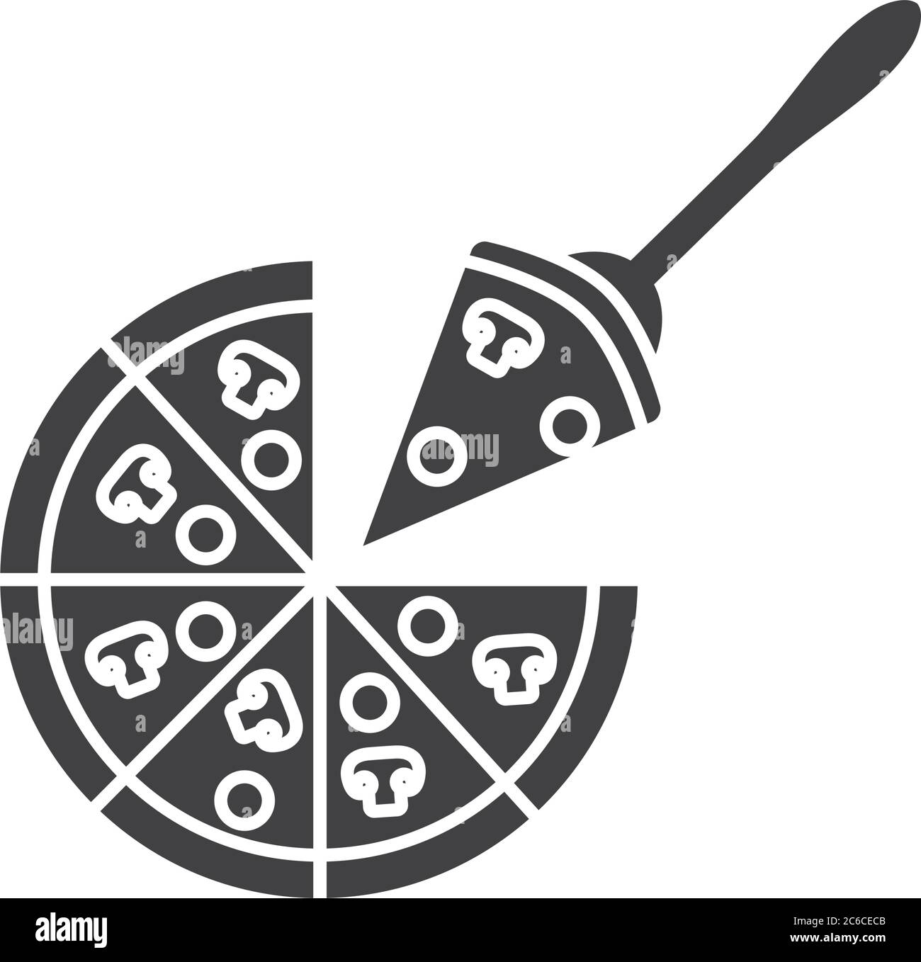 pizza and spatula icon over white background, silhouette style, vector ...