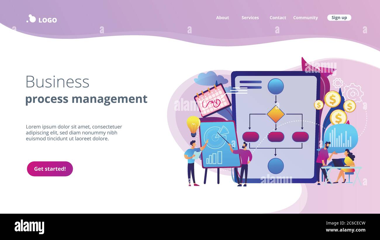 Business process management concept landing page Stock Vector Image ...