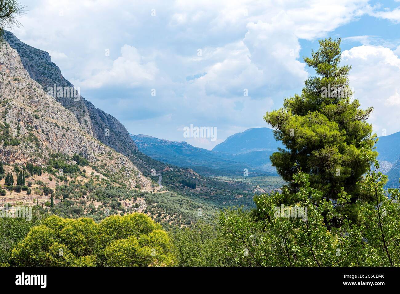 Valley of Amphissa in a summer day in ancient Delphi in Greece Stock ...