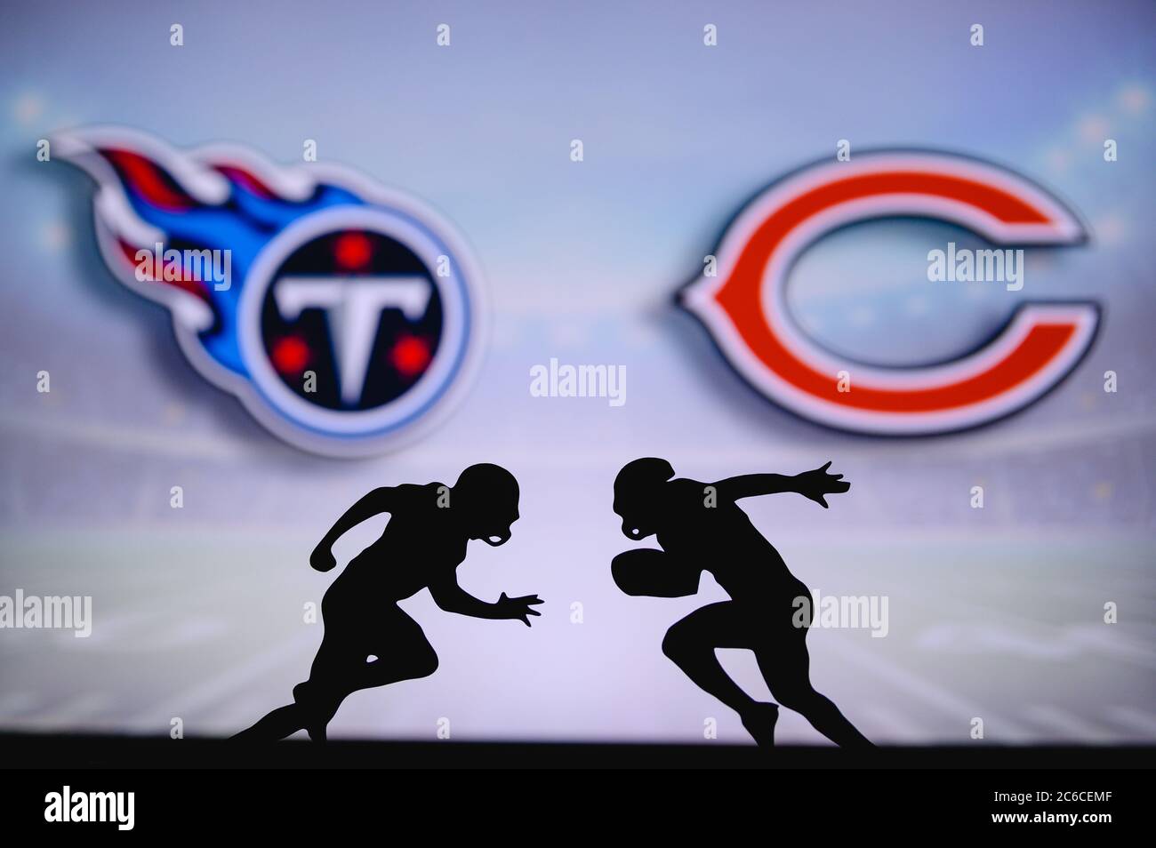 Tennessee Titans vs. Chicago Bears. NFL match poster. Two american ...