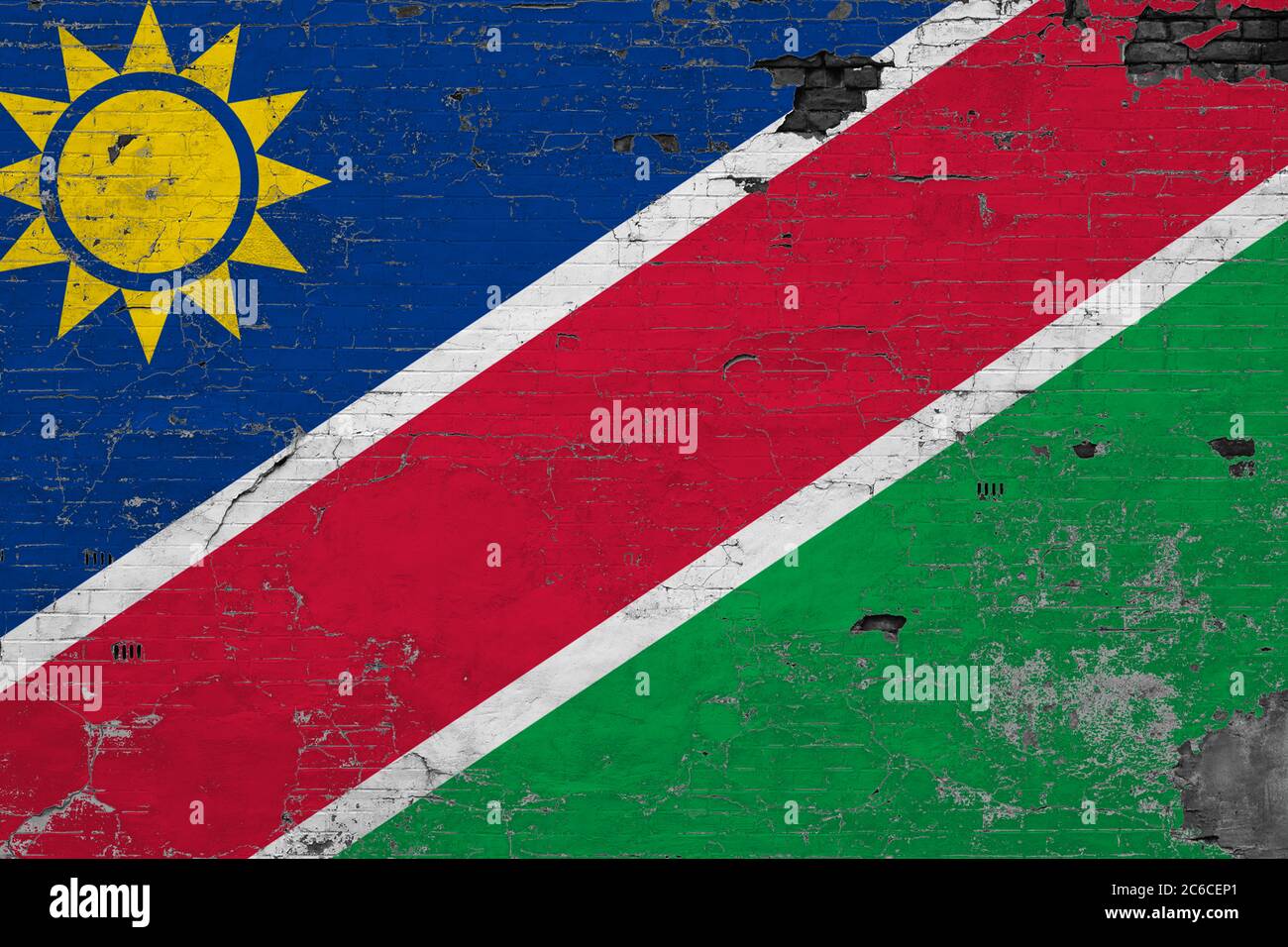 Namibia flag on grunge scratched concrete surface. National vintage ...