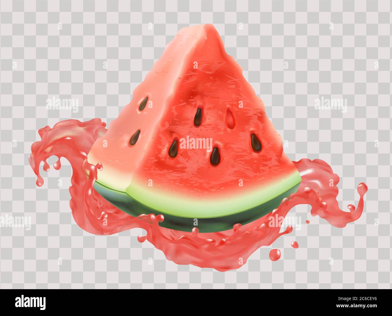 Watermelon slice, round, juice. Fresh fruit. 3d realism, vector object ...