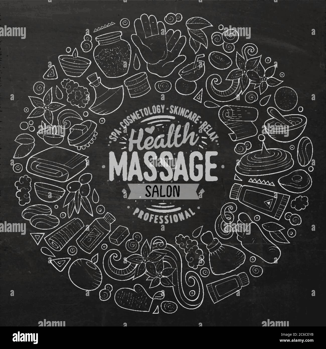 Vector Set Of Massage Cartoon Doodle Objects Stock Vector Image And Art Alamy