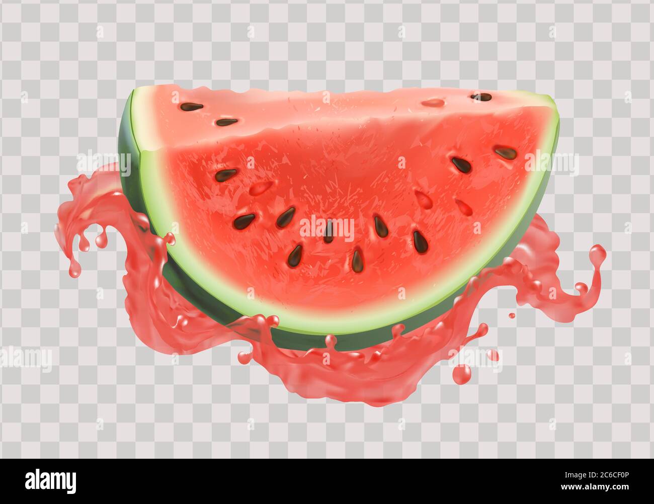 Watermelon slice, round, juice. Fresh fruit. 3d realism, vector object ...