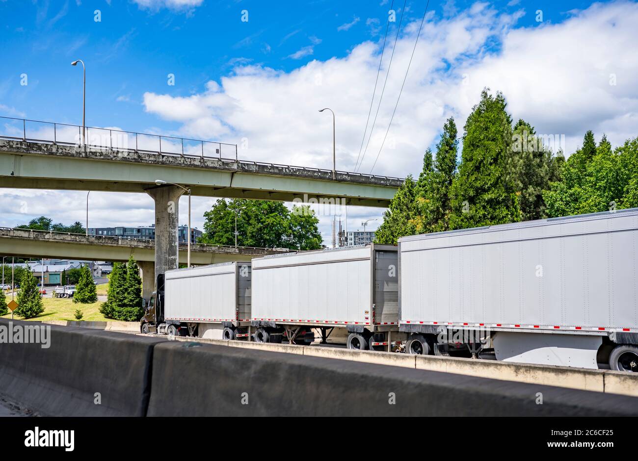 Brown day cab big rig semi truck for business freights transporting ...