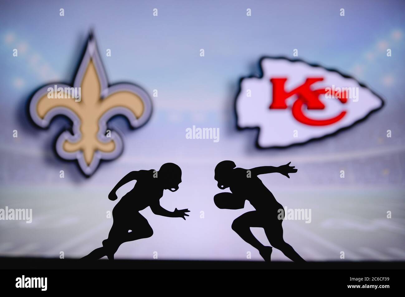New Orleans Saints vs. Kansas City Chiefs. NFL match poster. Two ...