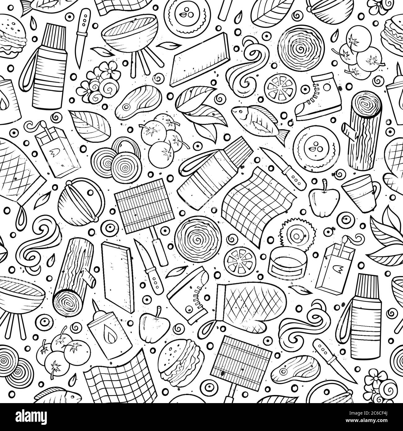 Cartoon cute hand drawn Picnic seamless pattern Stock Vector Image ... Cartoon cute hand drawn Picnic seamless pattern Stock Vector Image ...