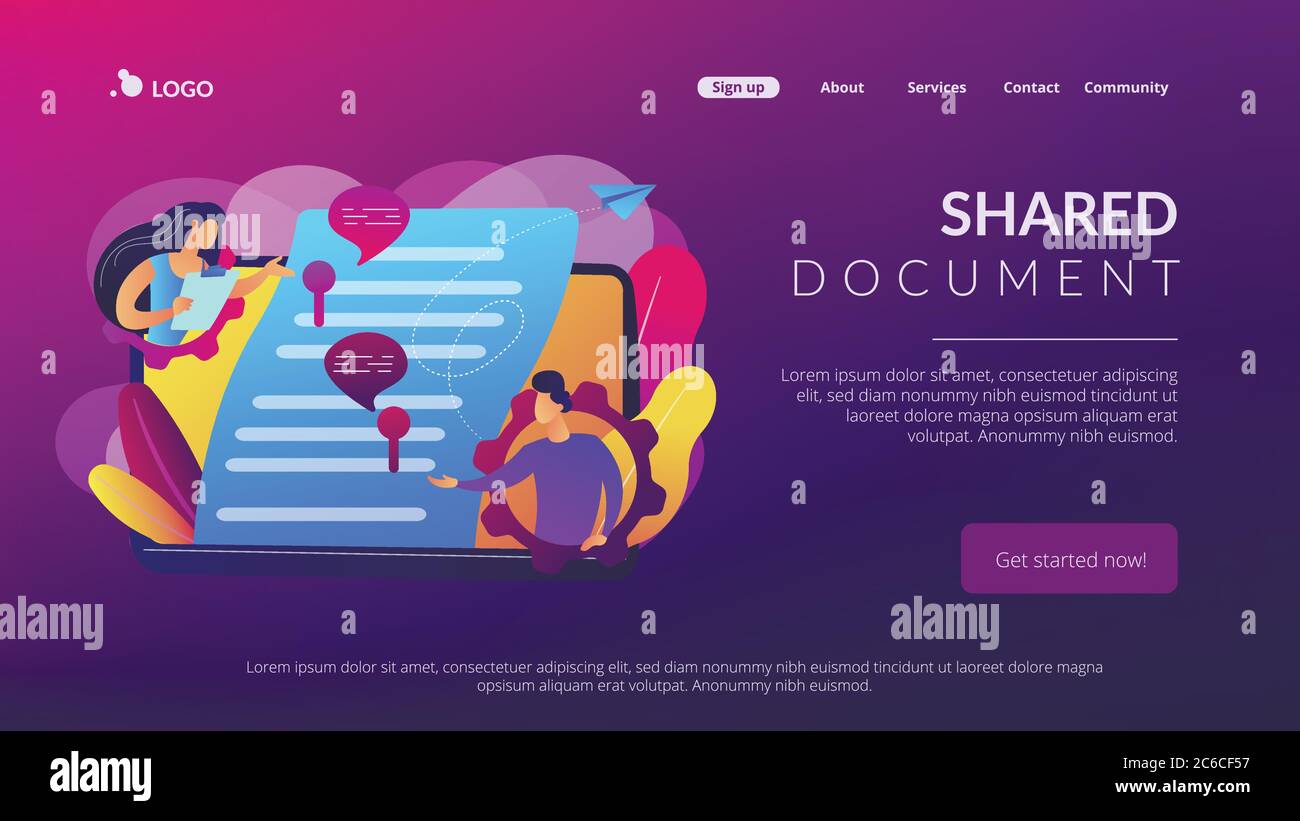Shared document concept landing page Stock Vector Image & Art - Alamy
