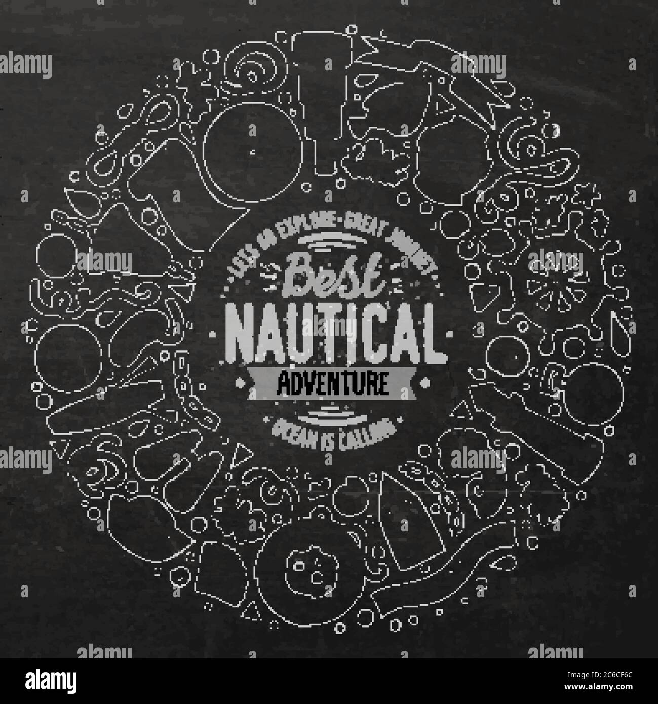 Set of Nautical cartoon doodle objects, symbols and items Stock Vector ...