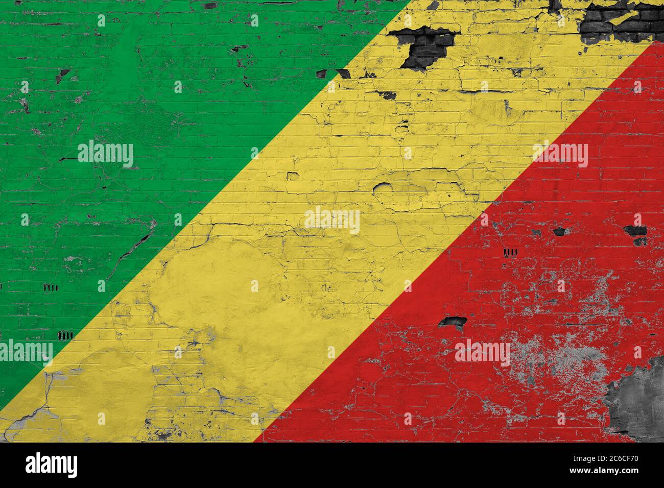 Republic Of The Congo flag on grunge scratched concrete surface ...