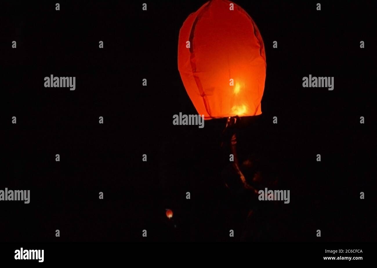 Hot air balloon (Fanush) during Diwali festival in India Stock Photo ...