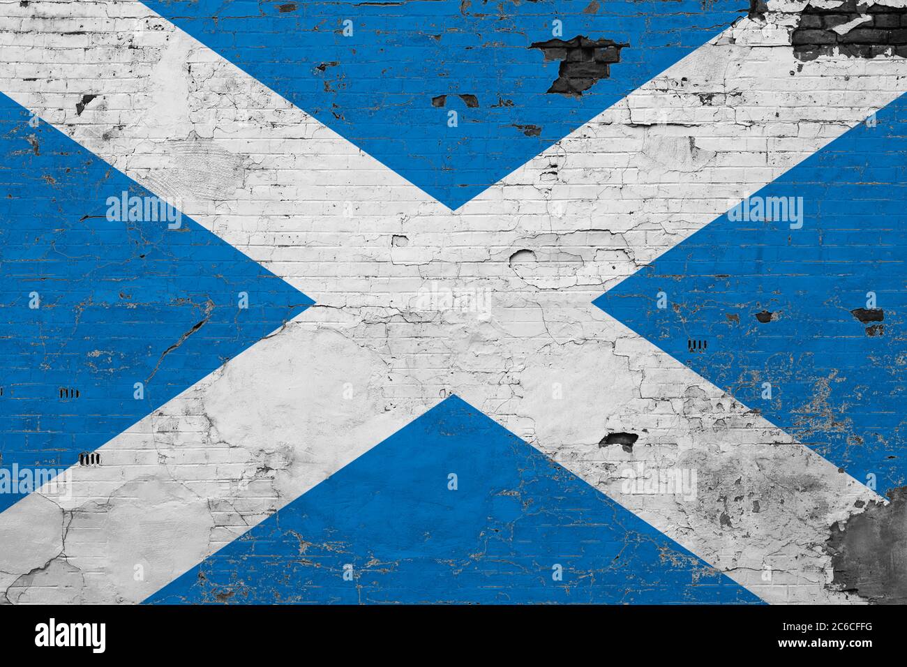 Scotland flag on grunge scratched concrete surface. National vintage ...